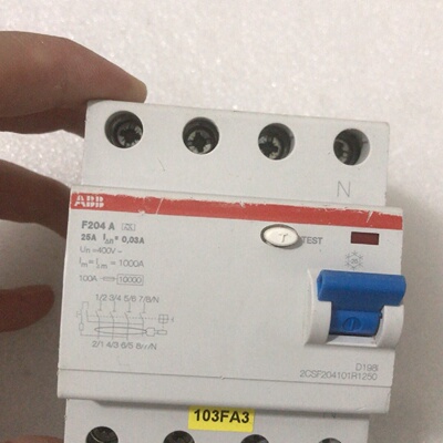 ABBF204A25A.电磁式漏电保护器进口瑞士