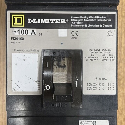 SQUARE D FI36100 100A 600VAC 3P  ILIMITER CIRCUIT BREAKER **