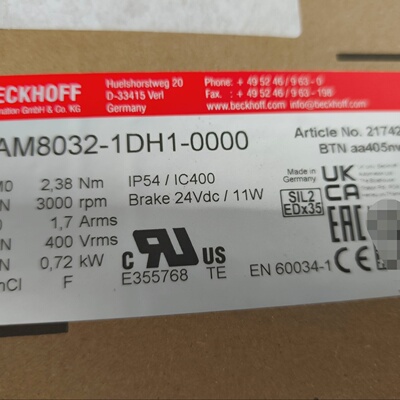 询价-倍福伺服电机AM80321DH10000带原厂