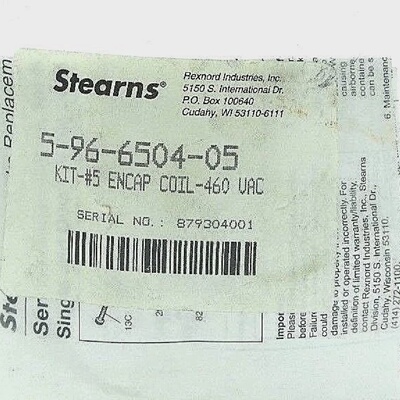 NEW STERNS 596650405 KIT 5 ENCAP COIL 460 VAC 596650405