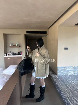 Plant Ale～春上新韩系设计感立领工装风衣外套