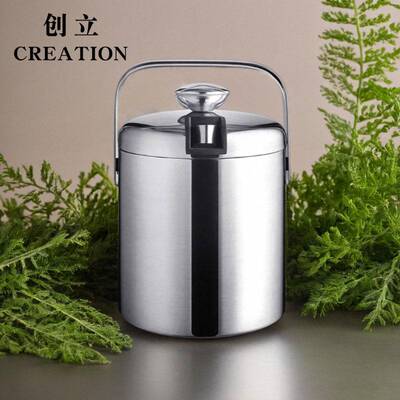Double Layer Stainless Steel Ice Wine Bucket with Handle冰桶