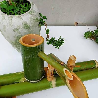 惊鹿流竹排器日TFH式台景茶台水泵庭院水石造槽鱼缸阳装饰摆件循