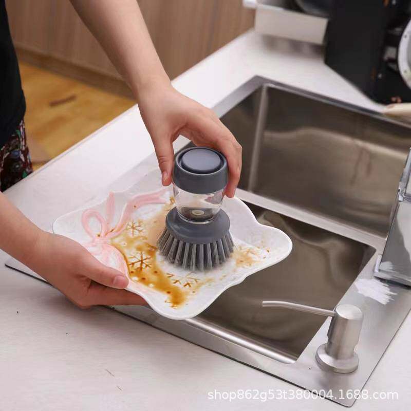工厂直供自动加液刷头款锅碗清洁刷按压出液海绵清洁刷家用洗锅刷