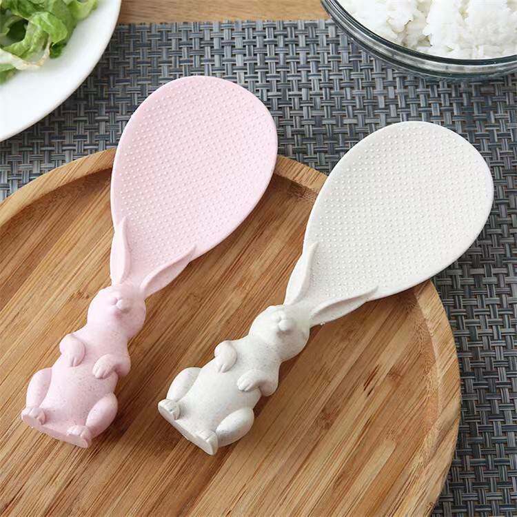 可爱卡通小兔子盛饭勺子小麦秸秆不沾米粒舀饭勺家用厨房饭铲饭勺