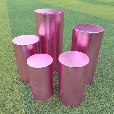 蛋糕店婚礼舞台签到区圆柱甜品台彩色弹性烫金布筒套装饰婚庆道具