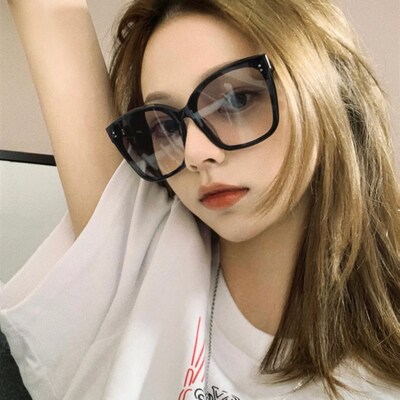 404的店韩版复古超大方框墨镜遮大脸G太阳眼镜架素颜渐变透明蓝女