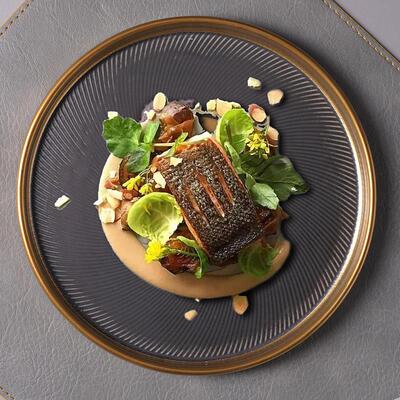 餐厅创意辐射牛排餐盘餐厅高档金边圆盘法式餐盘冷盘平板