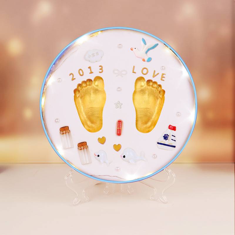 新生儿手足印泥胎毛纪念品diy婴儿手脚印百天满月周岁礼物