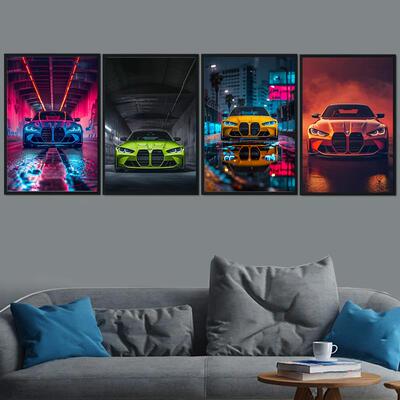 BMWM系跑车主题挂画 画汽贸4s改装店客厅卧室工作室电竞房间装饰