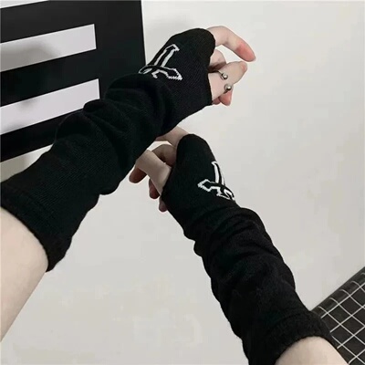 Punk Cross Pentacle Moon Pattern Long Fingerless Gloves Got
