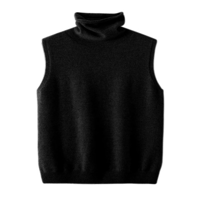 Women 100% Merino Wool Sleeveless Pullovers Turtleneck Swea