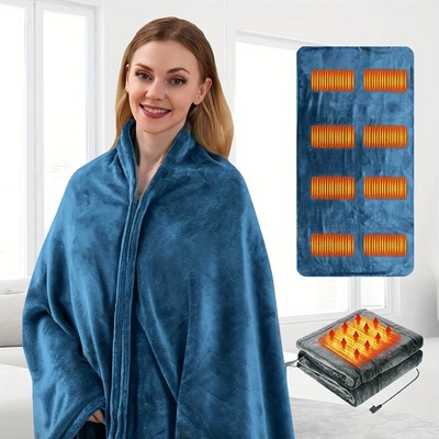 Electric Heated Shawl Blanket, Flannel USB Wireless Wrap wi