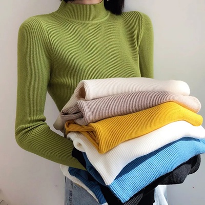 Women Turtleneck Sweater Knitted Soft Pullovers cashmere Ju