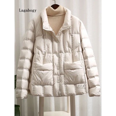 Lagabogy 2025 New Winter Women 90% White Duck Down Coat Casu