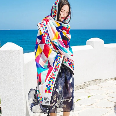 Design Brand Women Scarf Sunscreen Cotton Shawls Dual-Use S