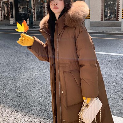 2024新款胖妹妹300斤收腰过膝加长款加肥加大码孕妇羽绒服女2404
