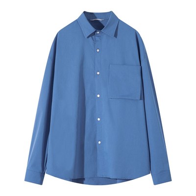 Costful Ro克莱因蓝男士长袖衬衫亚银金属扣抗皱水洗棉锦新品上衣