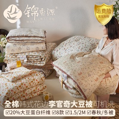 韩系小豆仙李官奇大豆被全棉韩式花边小碎花春秋冬被免被套可机洗