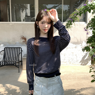 MZI STUDIO-达韩标春季一字肩亚麻质感小性感精致约会穿搭针织衫