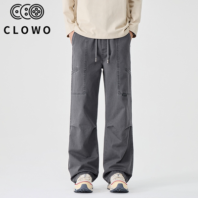 CLOWO重磅工装宽松直筒多口袋裤