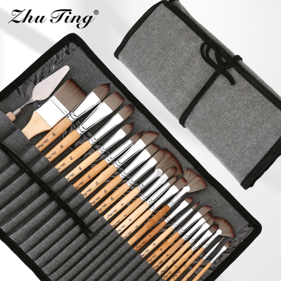 竹亭尼龙毛24支套水粉水彩丙稀画笔初学者J儿童成人套装画笔B2409