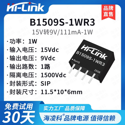 B1509S-1WR315V转9V1W隔离电源