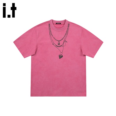 GROUNDZERO宽松情侣印花大码T恤