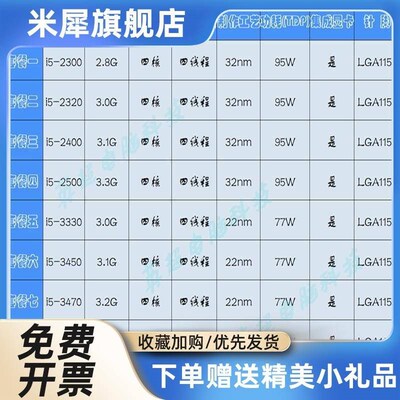 i5 333470f 3570 345S0 330 240052546 2500 2320 200 3550  1155