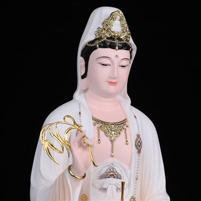观音菩萨南海家用供奉树脂彩瓷色观音高端佛像普陀山观音慈航观音