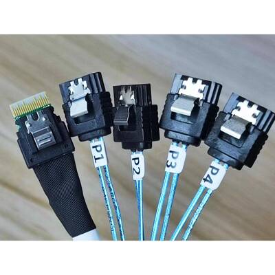 Slim SAS 4.0 SFF-8654 4I转4*SATA3.0 磁盘阵列硬盘数据连接线