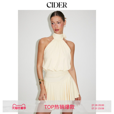 【明星同款】CIDER2026毕业季无袖A字迷你连衣裙配围巾115168256