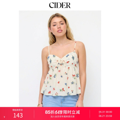 【明星同款】CIDER2026春新品水果印花心形系带短款上衣115415226