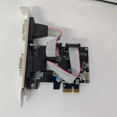 PCIE转2串口卡9针卡 RS232转接卡 COM扩展卡WCH382