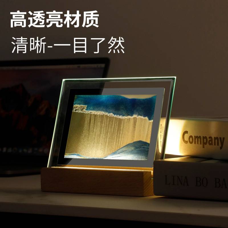 流沙画小夜灯USB客厅装饰创意氛围灯LED桌面摆件卧室床头伴睡台灯