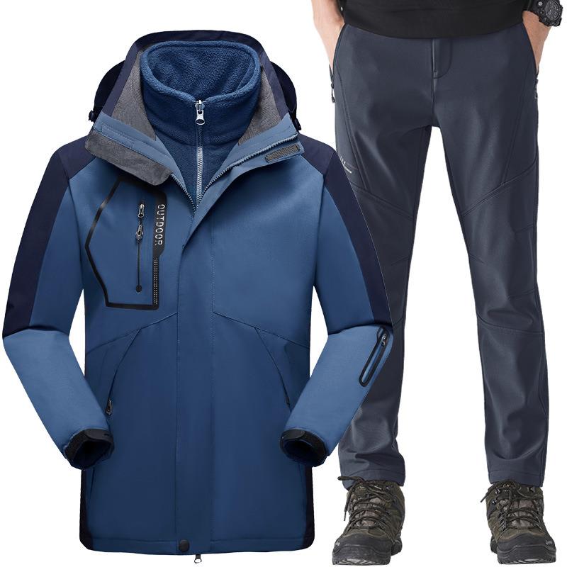 冲锋衣裤套装三合一登山服三层防风衣夹克户外男可拆卸两件套新款