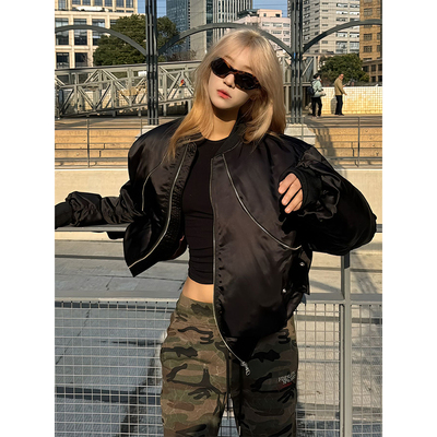 DERT雅奢红内拉链bomber棉服