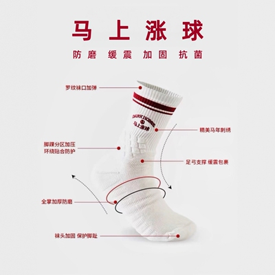 【马上涨球】马年刺绣专业毛巾底运动袜 抗菌加厚缓震网球羽毛球