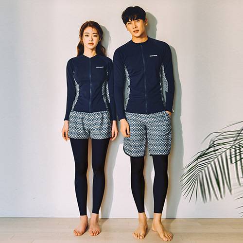 韩国潜水服女情侣长袖水母游泳衣男分体拉链防晒长裤浮潜套装显瘦