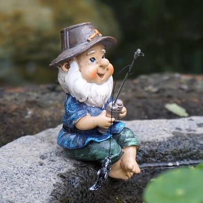 钓置鱼院摆件老头老翁缸装饰庭花园布户外小鱼水池造景VWU鱼池微