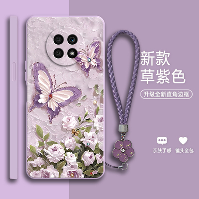 油画蝴蝶适用华为荣耀x20手机壳honorX新款硅胶NTN一AN20保护套5G全包防摔X2O二十女NTNAN外壳叉钢化膜男网红