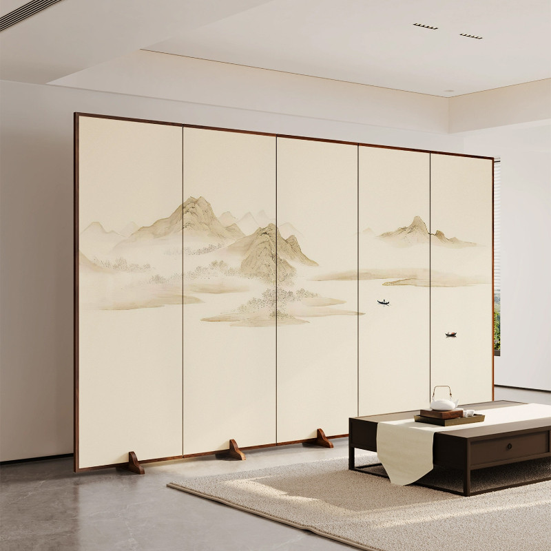 新中式防实木屏风隔断客厅玄关卧室折叠移动遮挡进门办公餐厅茶室