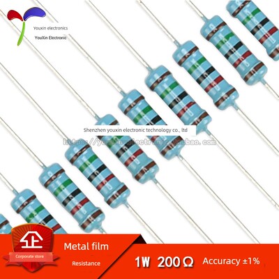 金属膜电阻器1W±1%五色环200ohm 200Ω一个电阻值50片3.5元