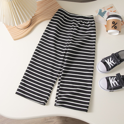 女童阔腿裤条纹春季女宝裤子