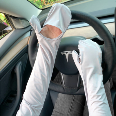 夏季冰丝开车骑行防晒袖套女款冰袖2024新款连手指户外手臂套手套