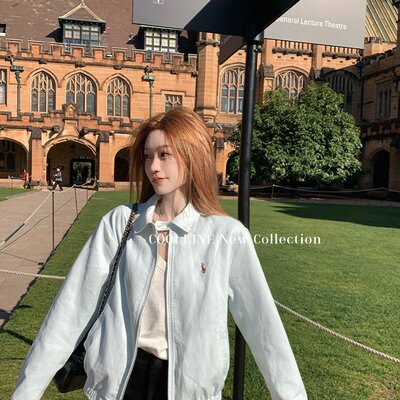 COOLLINE林子熙轻氧系babyblue苎麻棉RL刺绣慵懒松弛感夹克外套