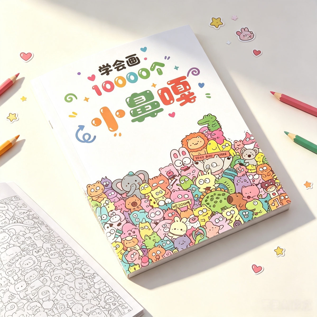 学会画10000个系列小鼻嘎摸鱼简笔画儿童绘画本成人休闲解闷玩具