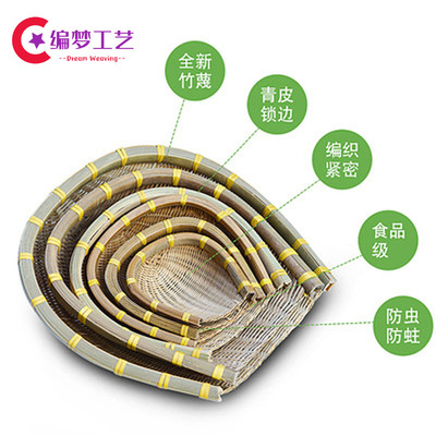 竹编开口簸箕淘米沥水篮火锅店竹筐迷你筲箕洗菜篮晾晒手工竹篮