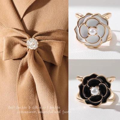 山茶花腰带丝巾扣羊绒大衣高端围巾风衣打结蝴蝶结固定纽扣卡扣环