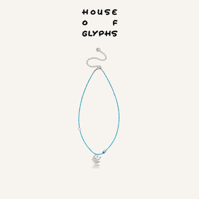 House of Glyphs符界HO飞鸟串珠蓝松石拼接珍珠蓝色锁骨链